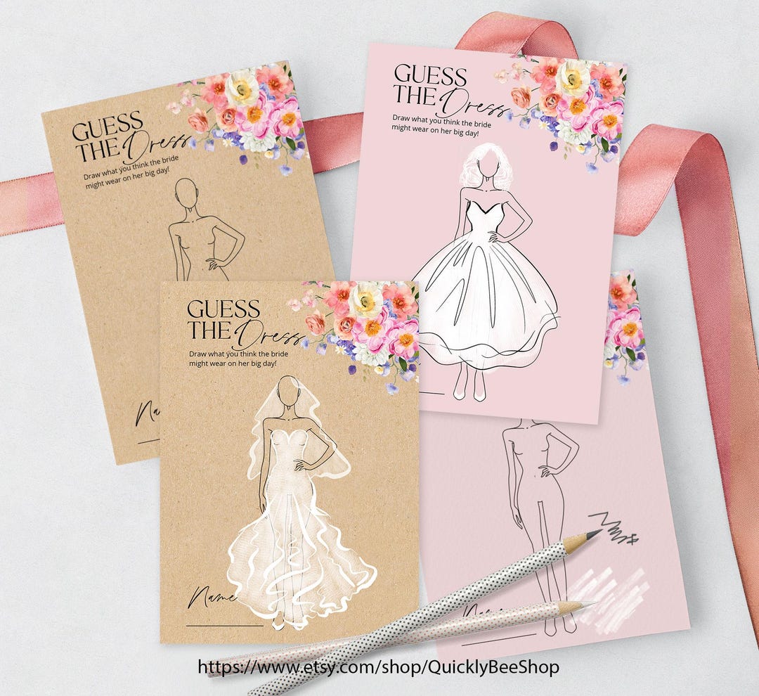Guess the Dress Bridal Shower Game, Printable Game Editable Template ...