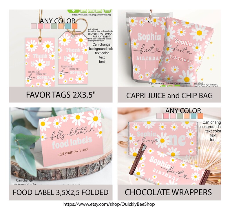 Daisy Flower Birthday Invitation Bundle Daisy Birthday - Etsy