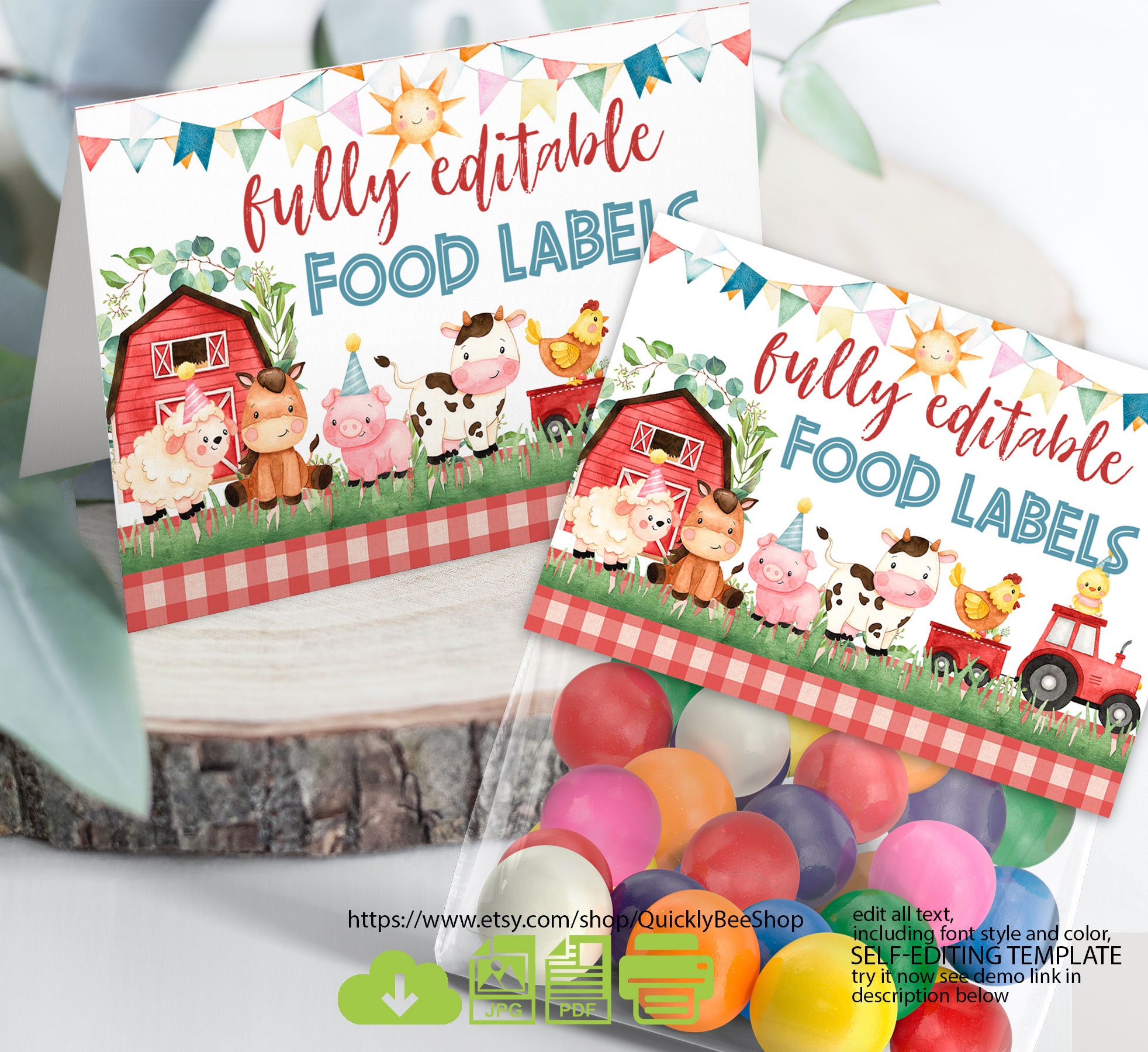 Editable Farm Place Cards Food Labels Girl Farm Birthday - Etsy