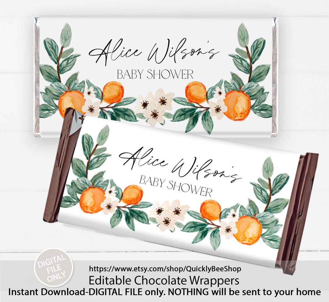 Little Cutie Candy Bar Wrapper, Orange Baby Shower Chocolate Bar ...