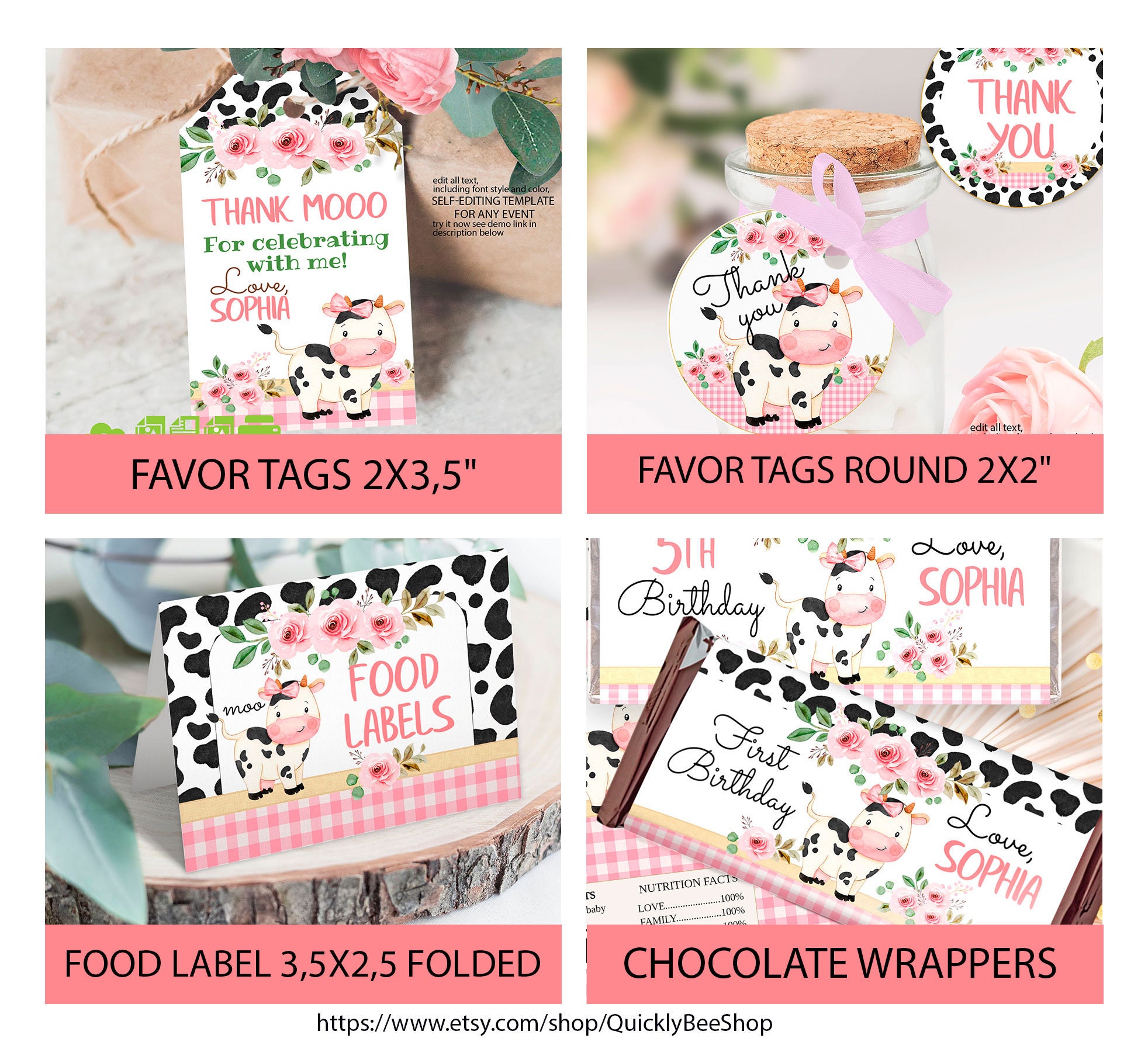 EDITABLE Cow Birthday Party Bundle, Digital Template, Cow Theme, Party ...