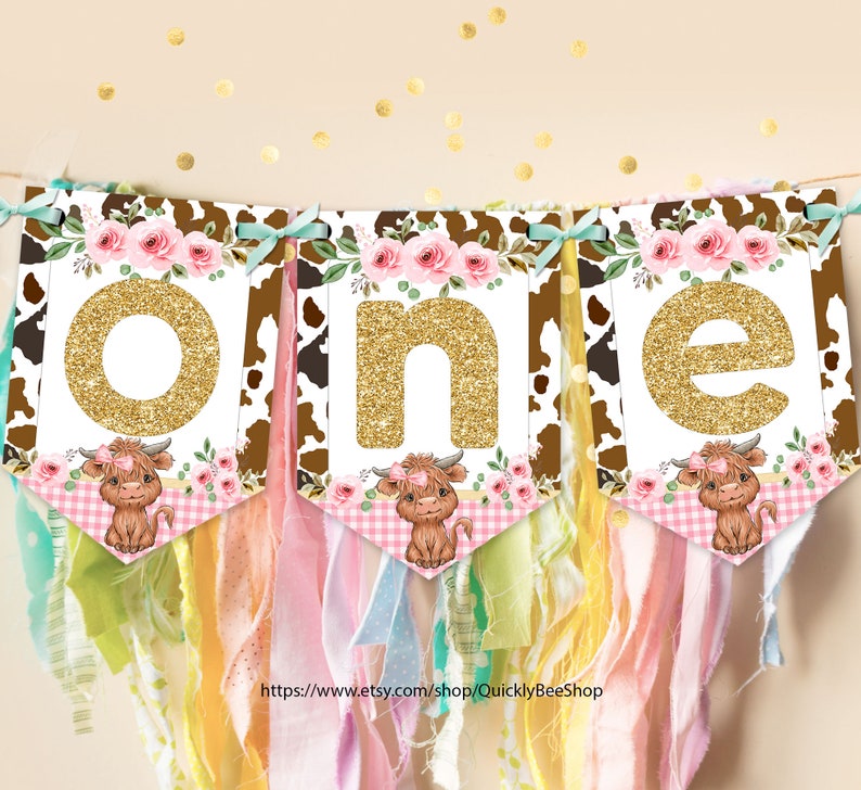 EDITABLE Cow Banner Happy Birthday Banner Printable 1st - Etsy