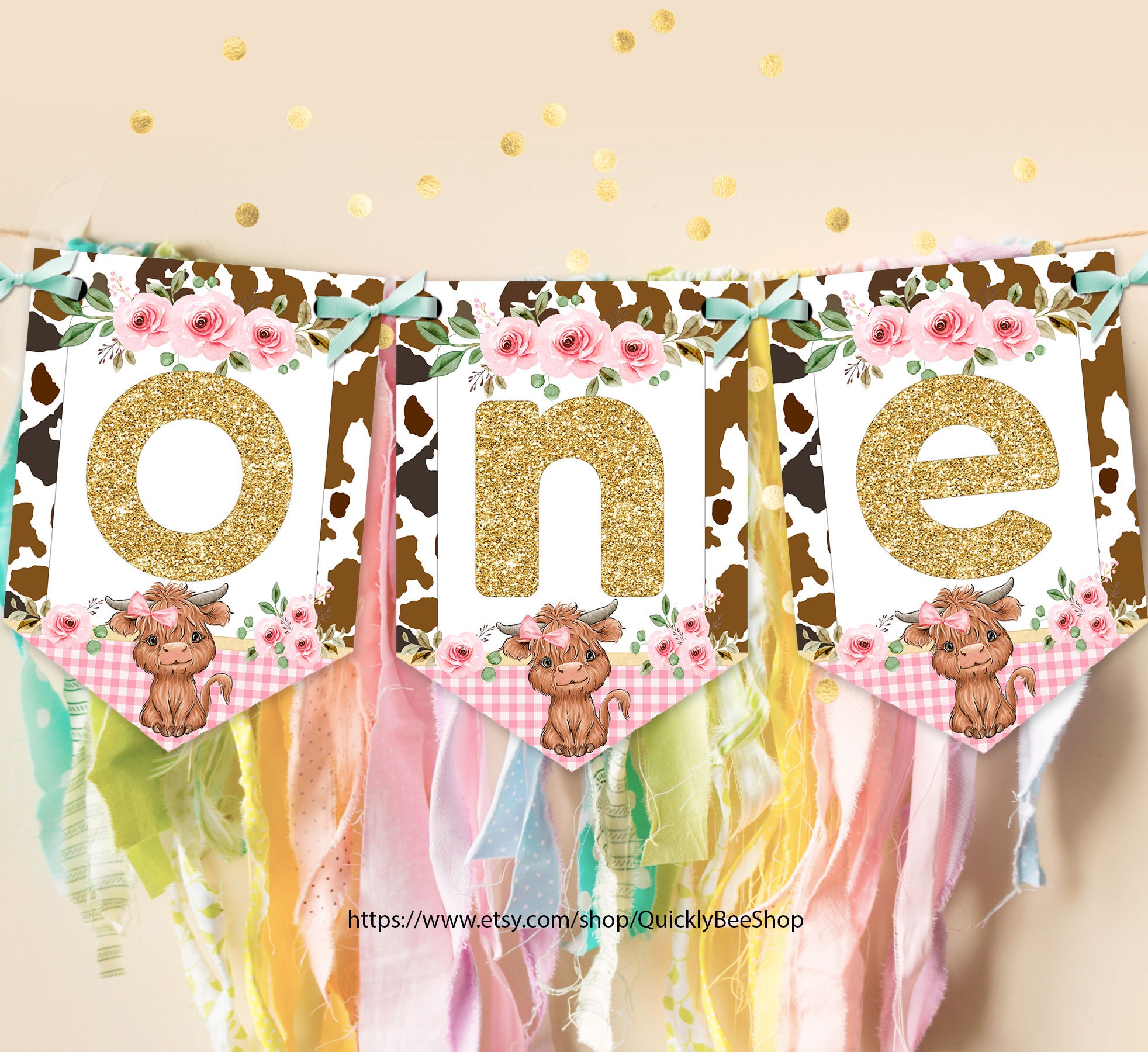 EDITABLE Cow Banner Happy Birthday Banner Printable 1st - Etsy