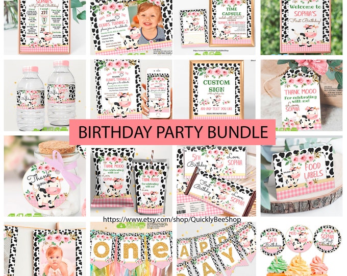 EDITABLE Farm Birthday Party Bundle, Digital Template, Farm Theme ...