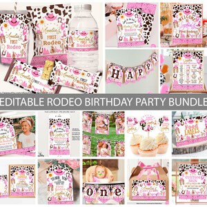 Editable First Rodeo Birthday Party Favor Tag, Cowgirl Thank You Tag ...