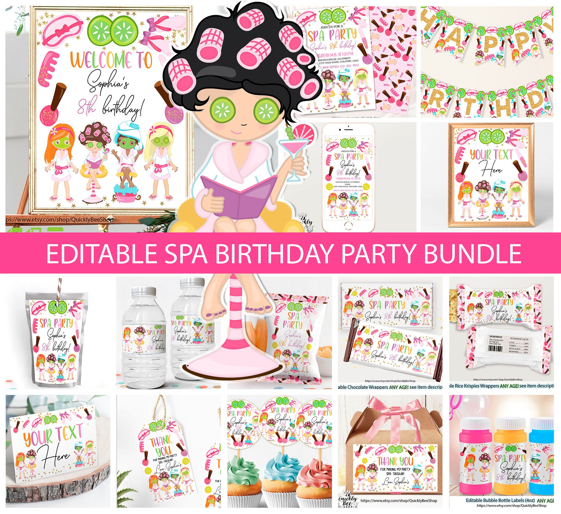 Editable Spa Party Food Tags Buffet Label Spa Party Girl - Etsy Canada