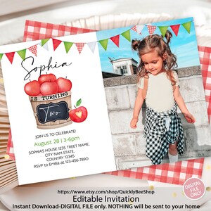 Apple Birthday Phone Invitation, Farm Birthday Party Invite, Apple of ...