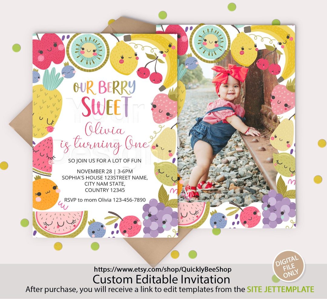 Twotti Frutti Birthday Invitation, 2nd Birthday Invite, Printable ...