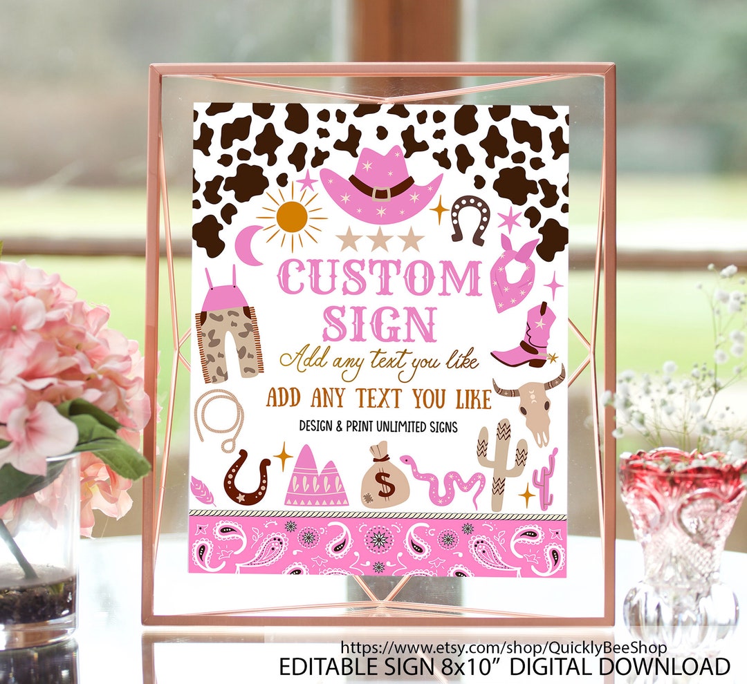 Custom Sign Template, Rodeo Birthday Sign Printable, Customizable Party ...