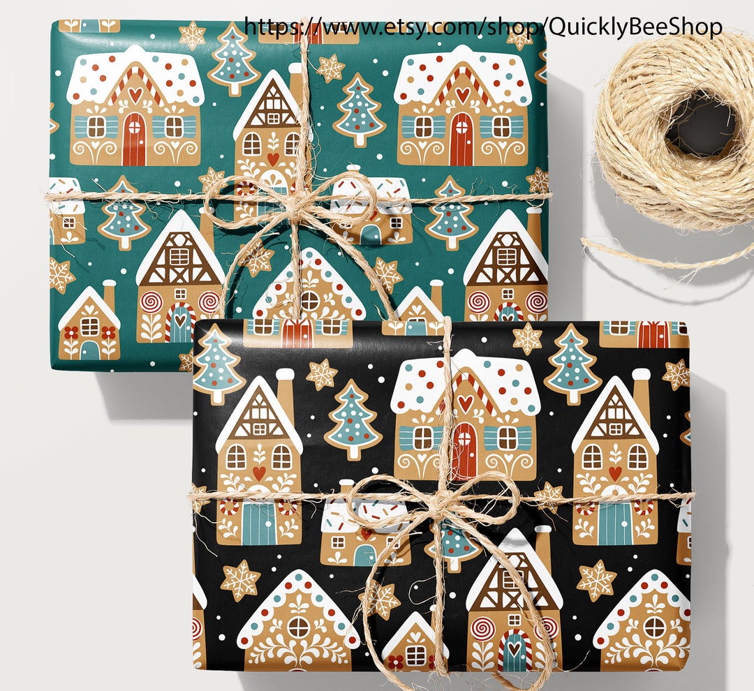 Gingerbread House Wrapping Paper Christmas Gift Wrap Holiday - Etsy