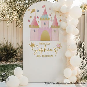 Princess Castle Birthday Party Arch Backdrop, Princess Castle Arch ...