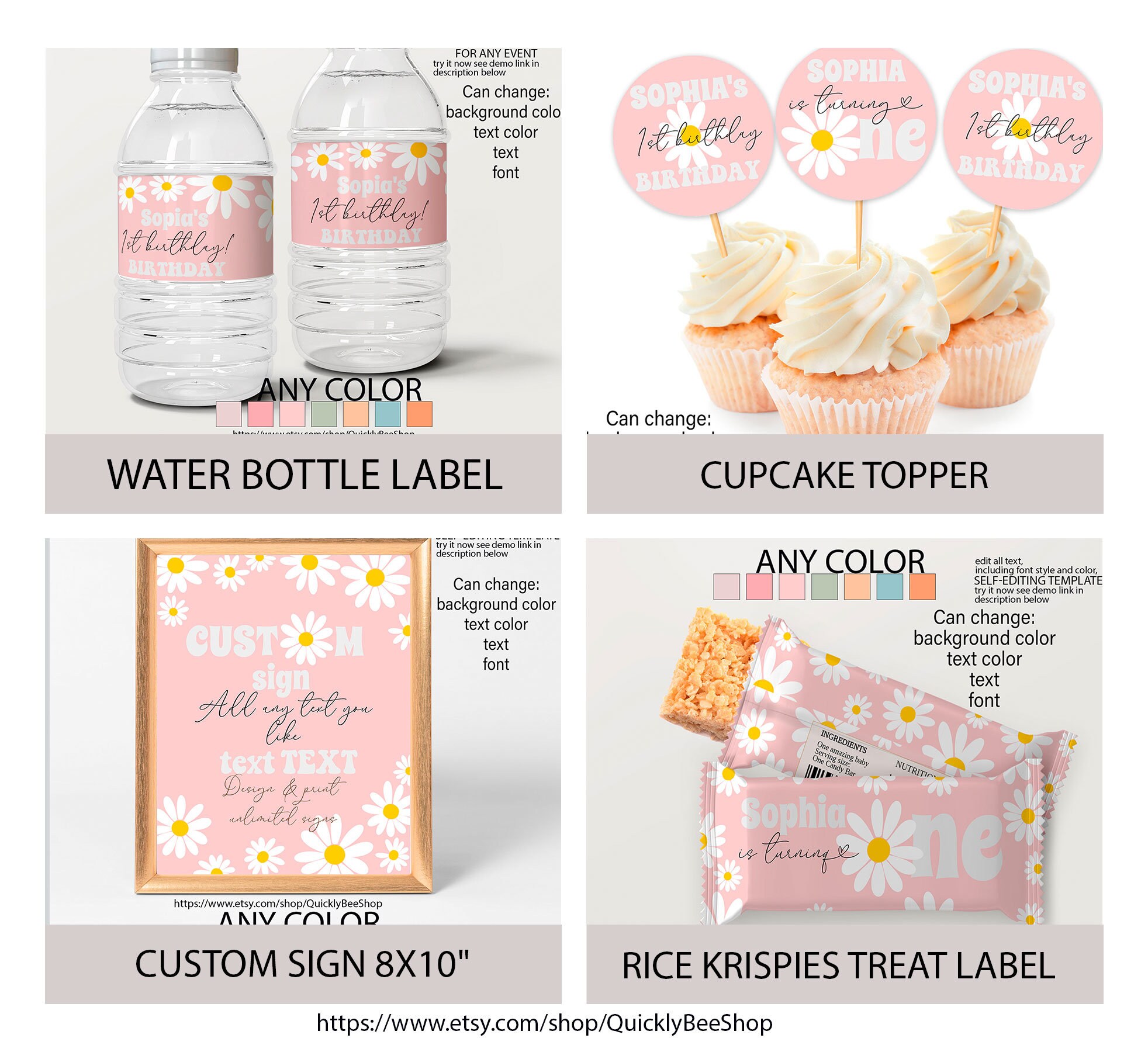 Daisy Flower Birthday Invitation Bundle Daisy Birthday - Etsy