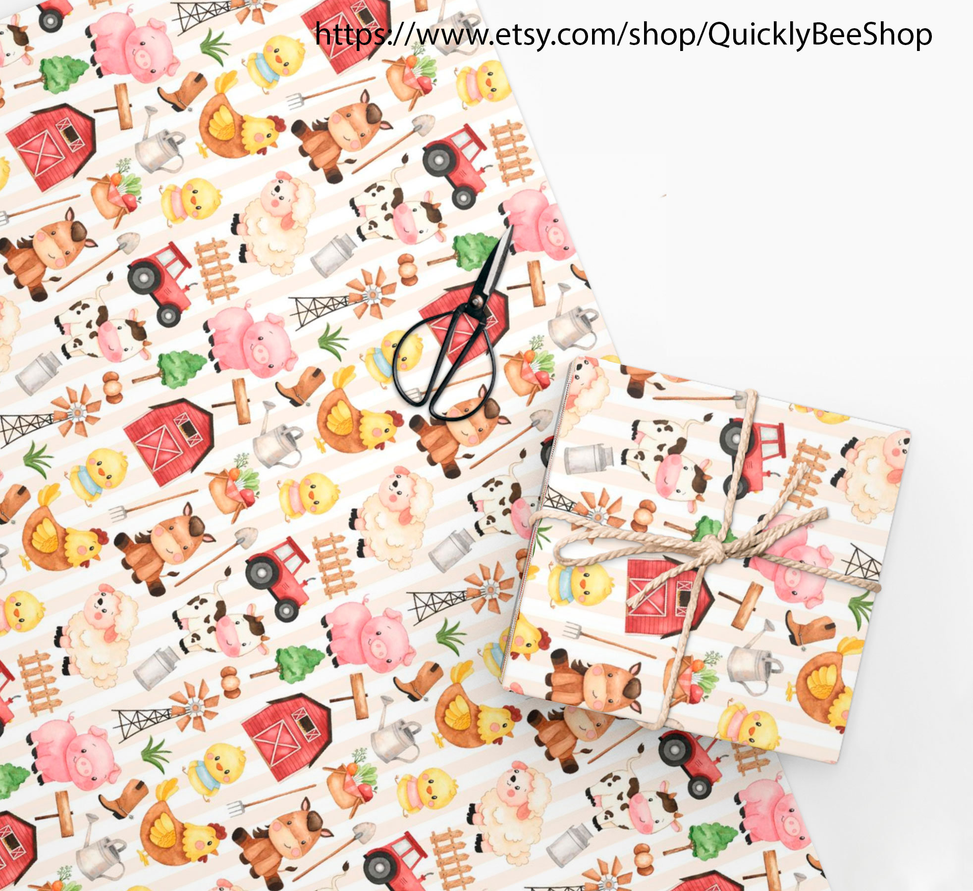 Farm Wrapping Paper Red Farm Fun Animal Gift Wrap for Boys - Etsy