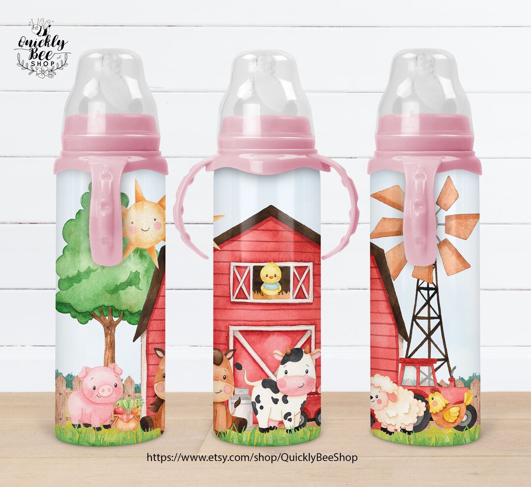 Farm Animals 8oz Baby Bottle Sublimation, Barnyard Baby Sublimation ...