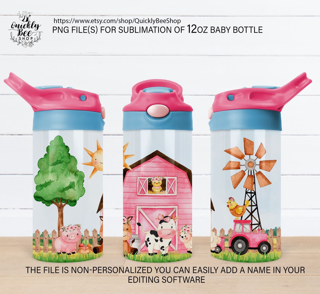 Farm Animals 12oz Baby Bottle Sublimation, Barnyard Baby Sublimation ...