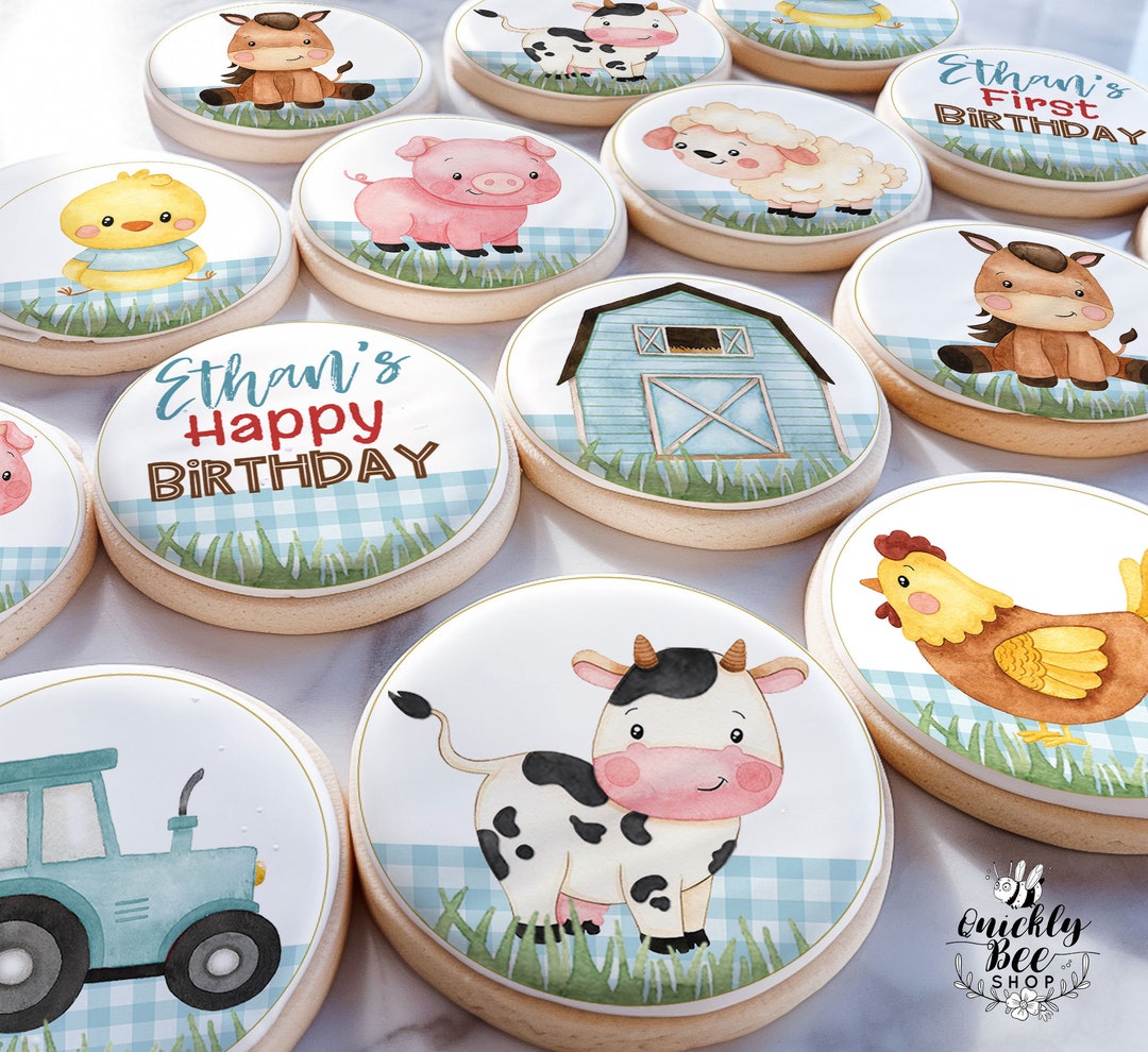 Farm Templates for Self-printing Decor of Cookie Toppers, Cupcakes ...