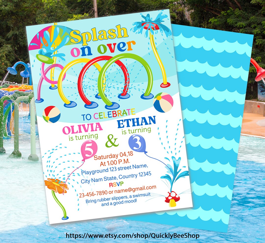 Splash Pad Party Invitation, Splash Invitation Boy and Girl, Water Park ...