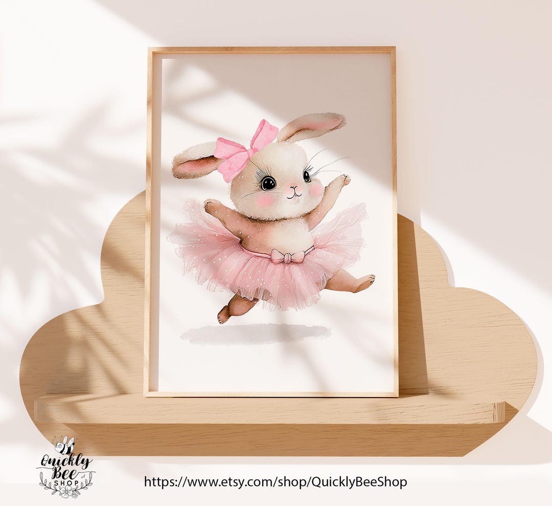 Bunny Ballerina Wall Art, Ballerina Bunny Nursery Wall Decor,girl's ...
