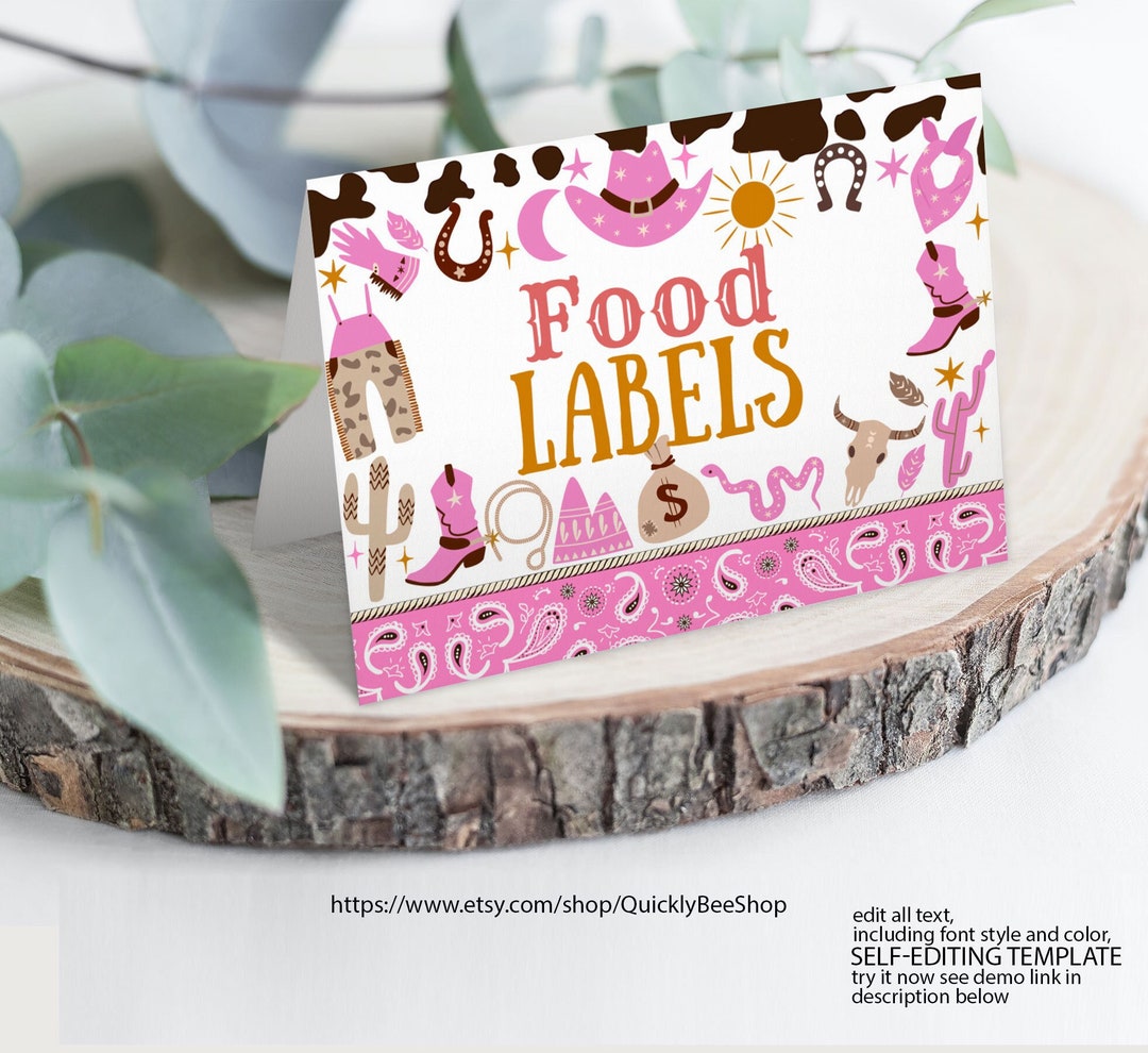Editable My First Rodeo Food Tags, Cowboy Party Buffet Label, Racing ...