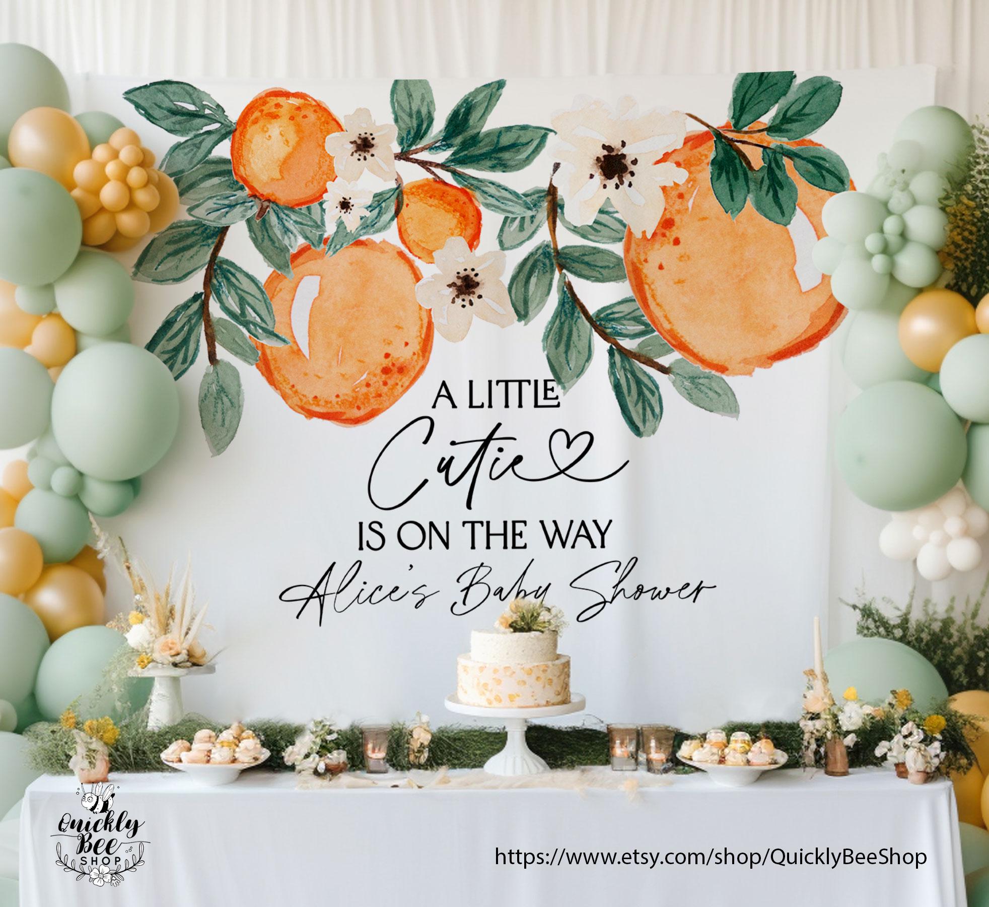 Orange Cutie Baby Shower Backdrop, Personalized Clementine Sign, Little ...