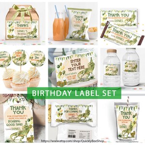 EDITABLE Three Rex Birthday Favor Tags, Dinosaur Party Favors Thank You ...