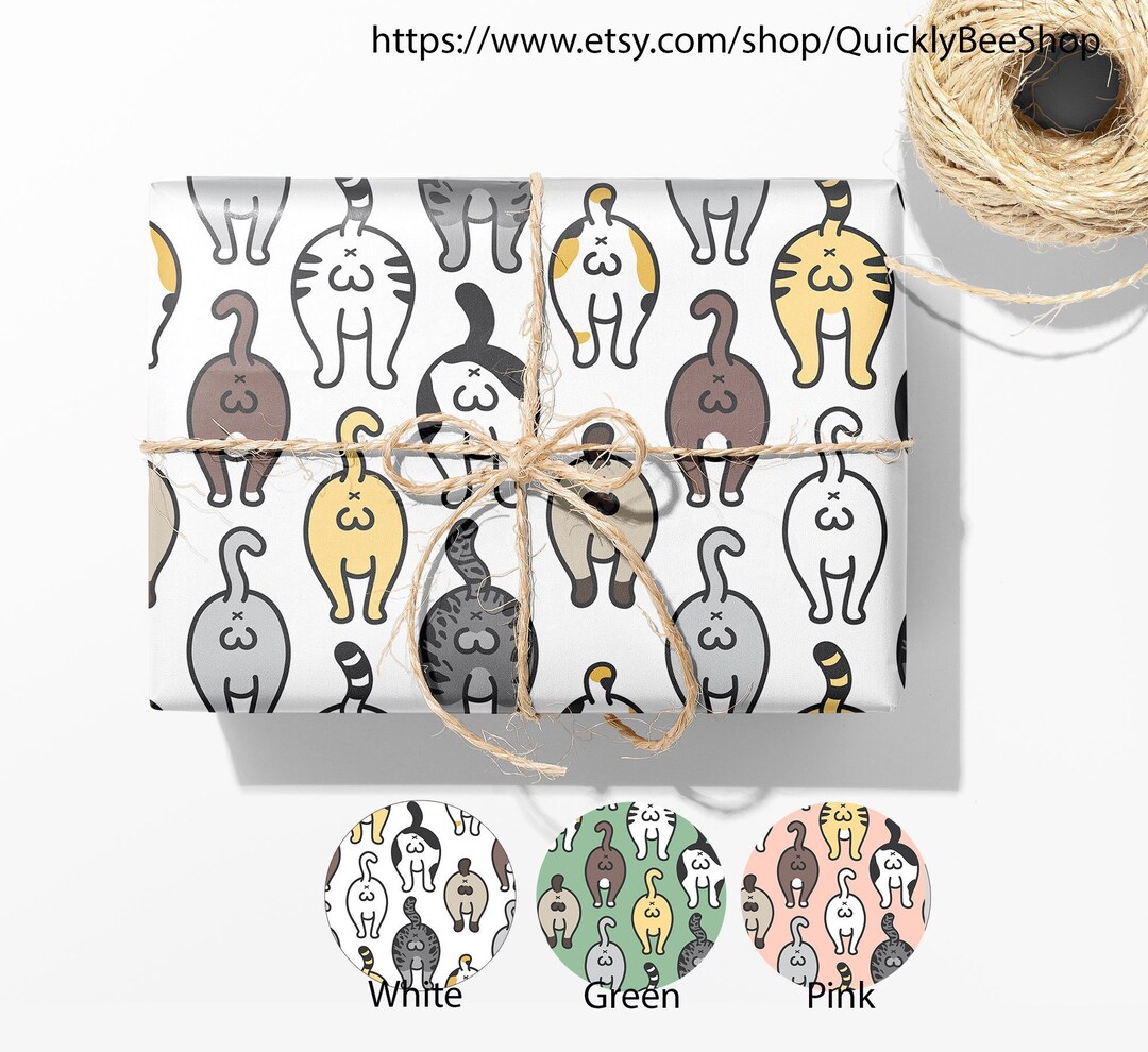 Funny Gift Wrapping Paper Cat Butt, Cat Lover Gift Wrapping Paper, Gift ...