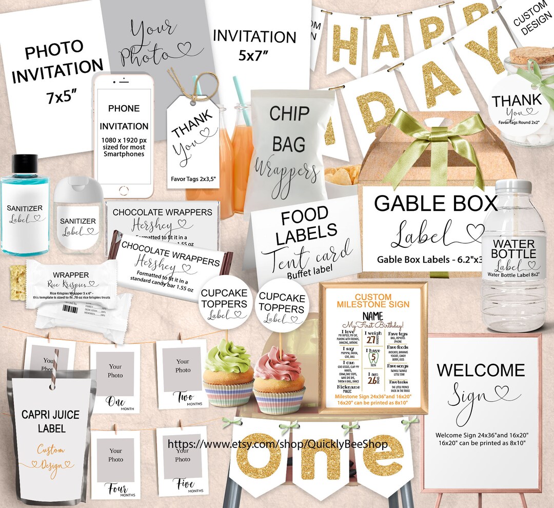 Custom Design Party Pack Printable - Birthday Kit, Party Supplies ...