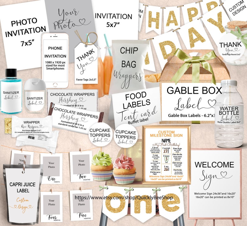 Custom Design Party Pack Printable Birthday Kit Party - Etsy