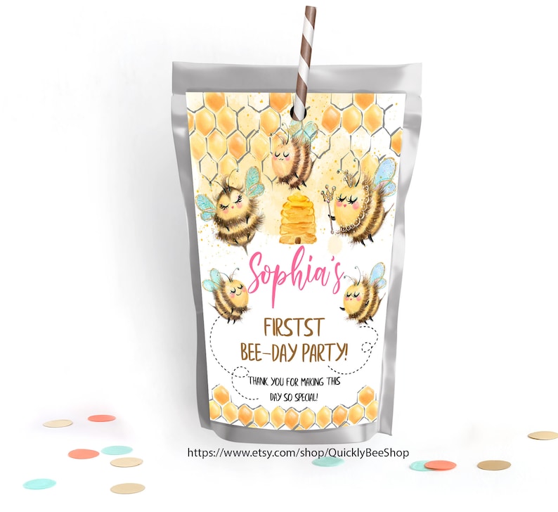 Set Bee Chips Bag Juice Bags Bee Water Bottle Labels Candy - Etsy