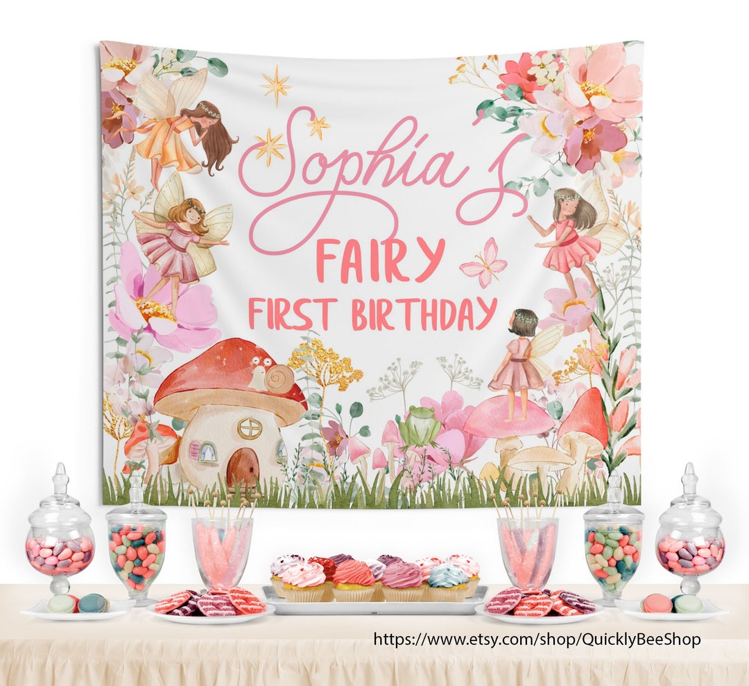 Fairy First Birthday Backdrop Magical Enchanted Personalized - Etsy