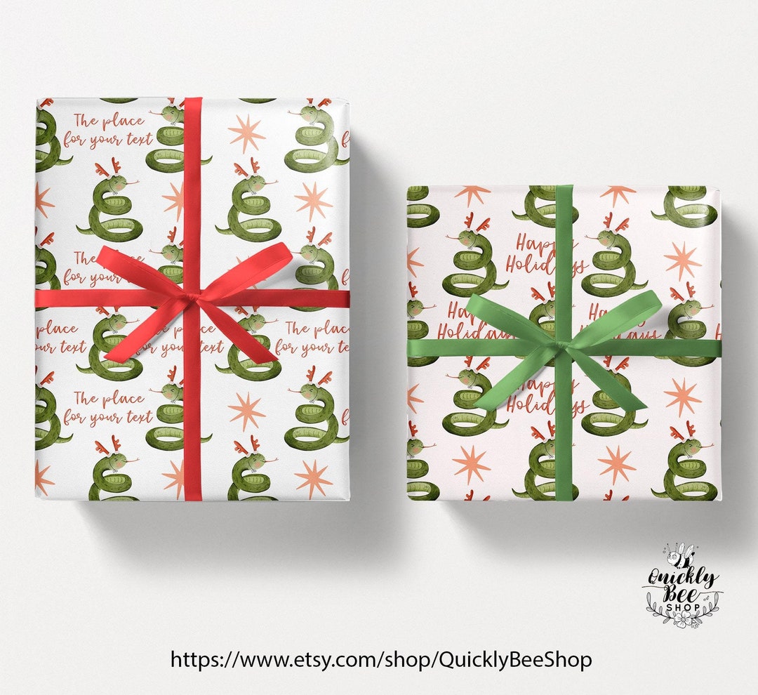Personalized Christmas Snake Wrapping Paper, Reptile Themed All ...