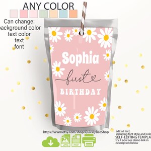 Daisy Capri Sun Label, Personalized, Little Miss One-derful Juice ...