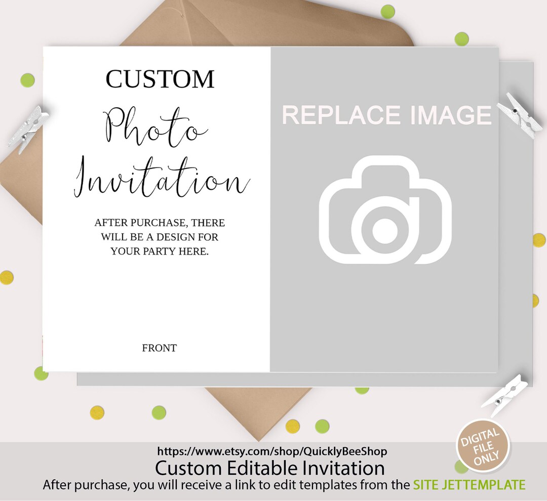 Editable Custom Photo Invitation, Custom Graphic Design, Your Party ...
