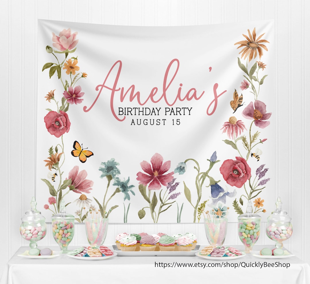 Wildflower Birthday Backdrop, Our Little Wildflower Decor, Wildflower ...