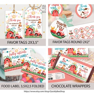 EDITABLE Farm Birthday Party Bundle, Digital Template, Farm Theme ...