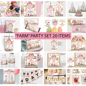 EDITABLE Farm Birthday Party Bundle, Digital Template, Farm Theme ...
