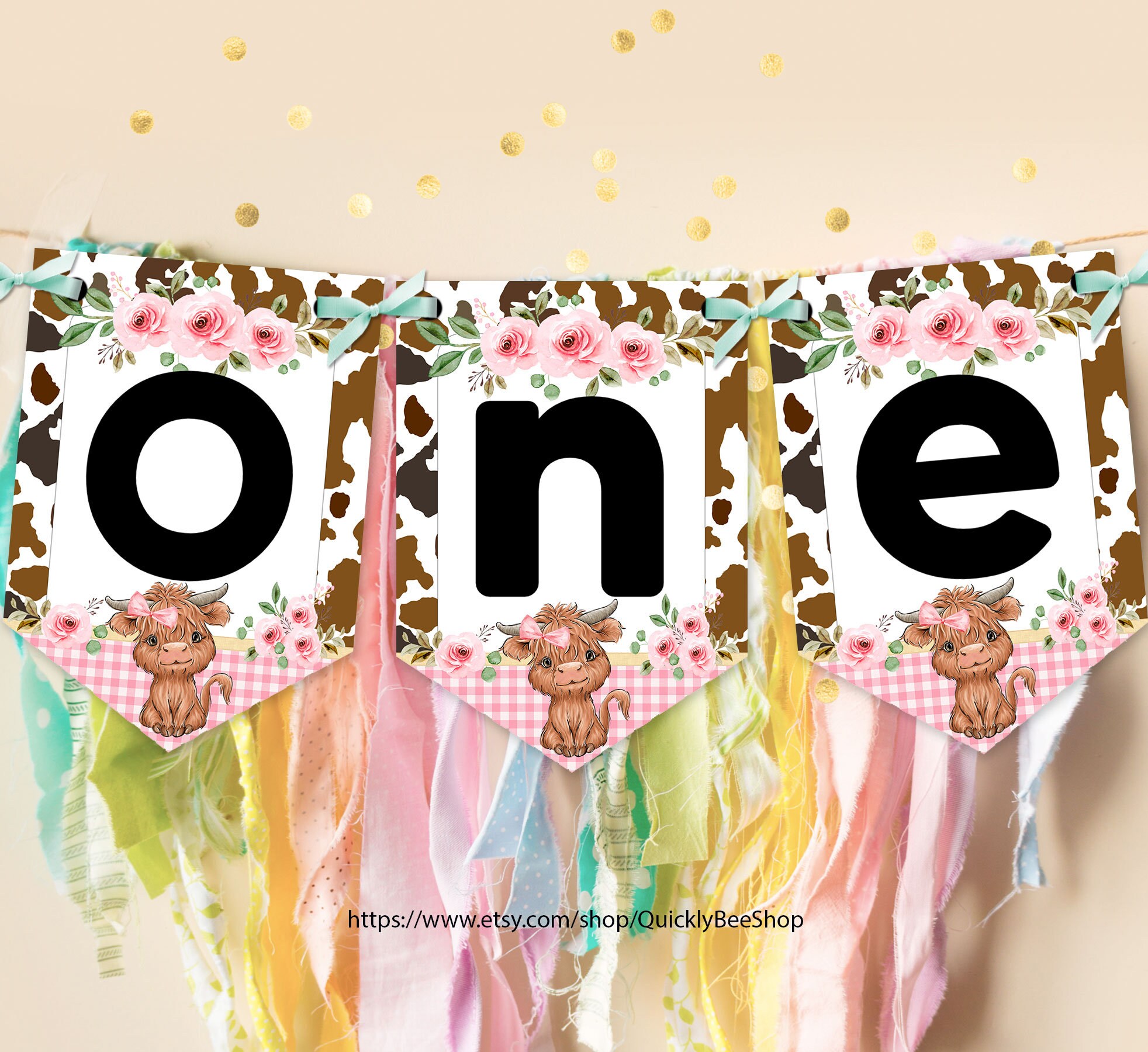 EDITABLE Cow Banner Happy Birthday Banner Printable 1st - Etsy
