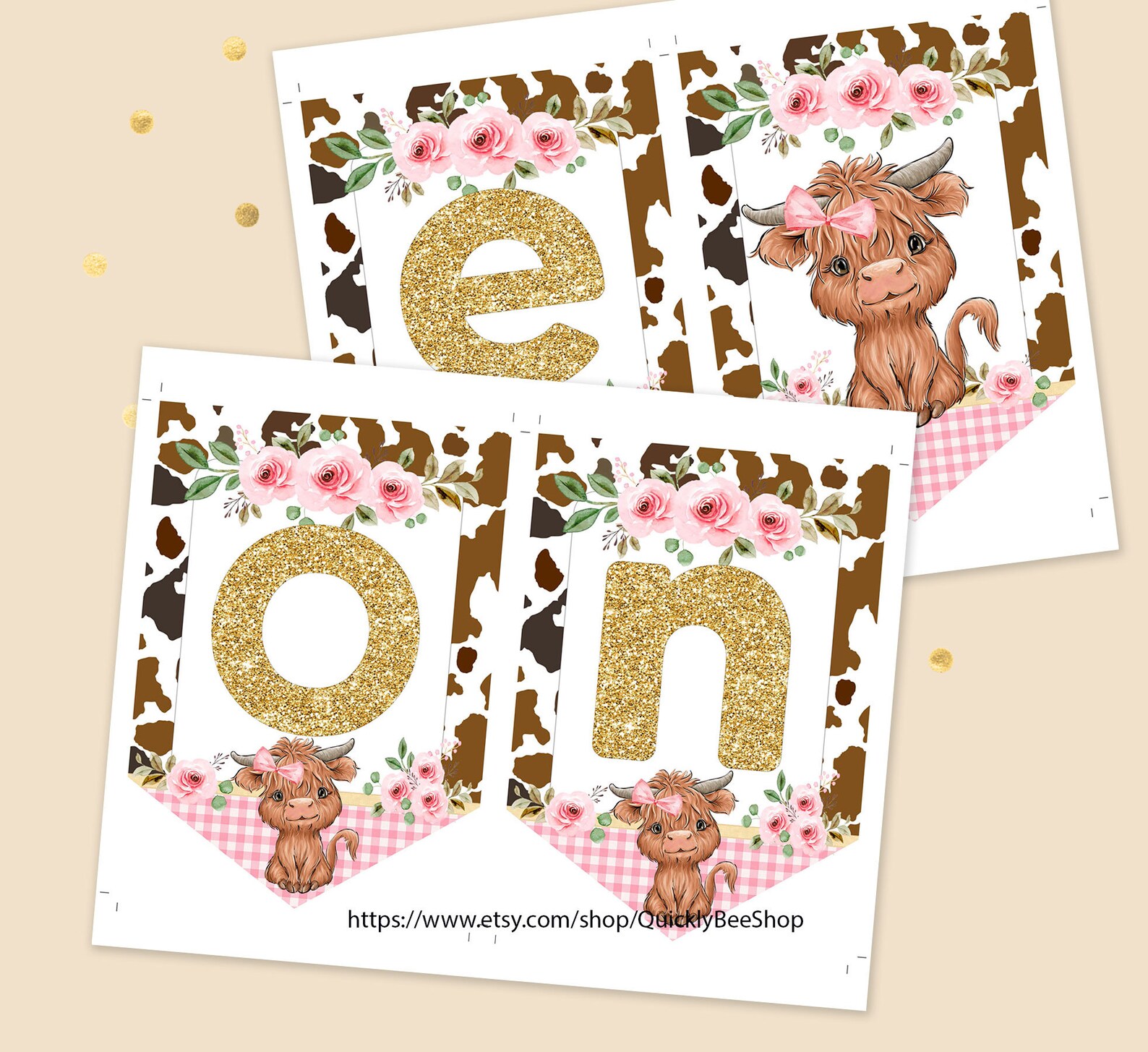 EDITABLE Cow Banner Happy Birthday Banner Printable 1st - Etsy