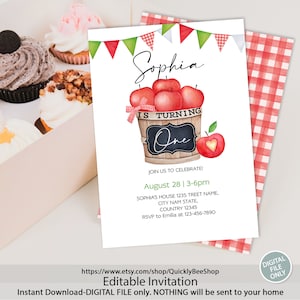 Apple Birthday Invitation Template, Fall Birthday Party, Apple of Our ...