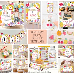 Editable Twotti Frutti Party Bundle, Tutti Frutti Invite Summer Party ...