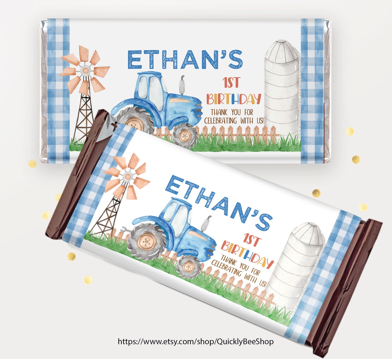 Blue Tractor Birthday Party Decor, Chip Bag Wrapper, Treat Wrapper ...