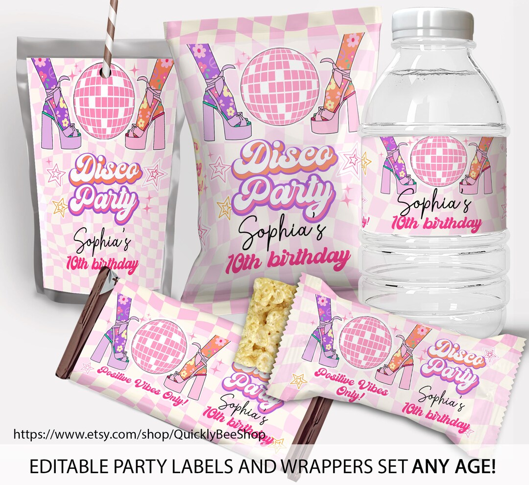 Disco Birthday Party Decor,chip Bag Wrapper, Treat Wrapper, Capri Sun ...