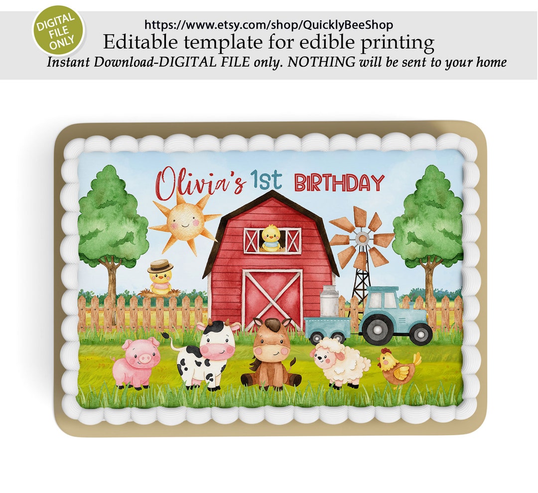Editable Farm Birthday Party Cake Topper Template, Holy Cow Cake Topper ...