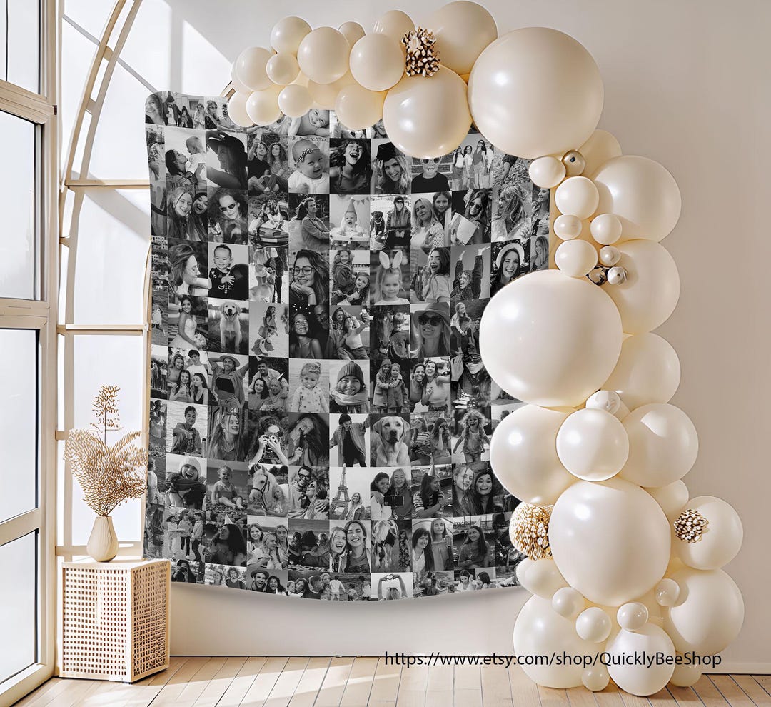 Birthday Backdrop, Fabric Photo Collage, Wedding, Bachelorette Party ...