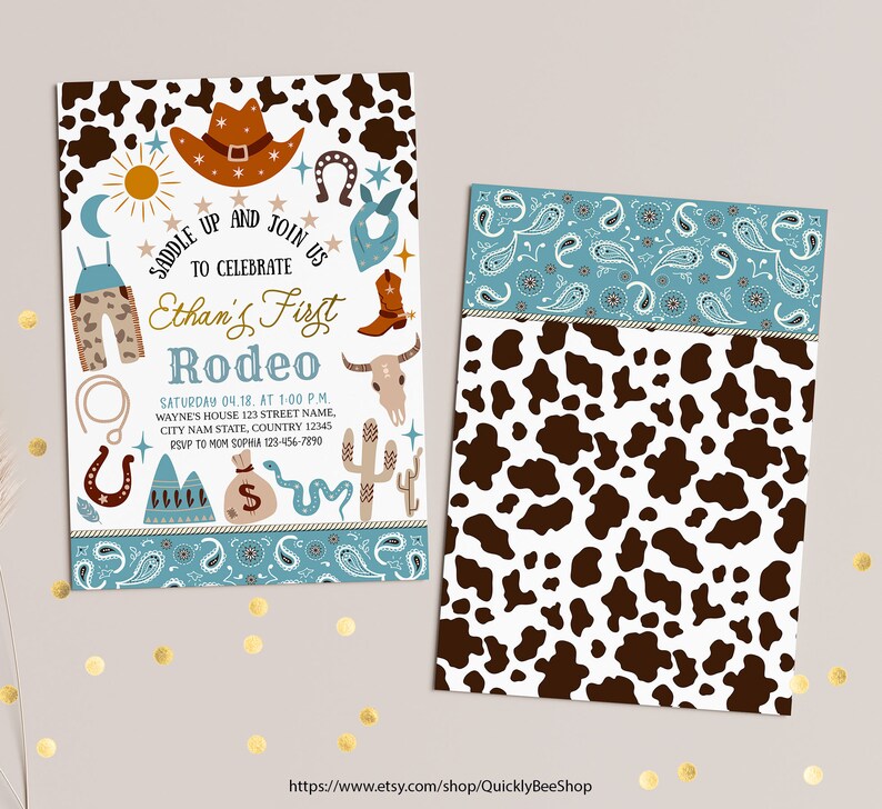 Editable My First Rodeo Invitation Cowboy Birthday Invite Wild - Etsy