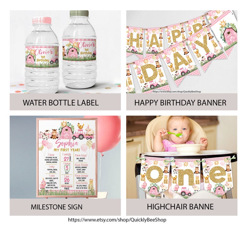 EDITABLE Farm Birthday Party Bundle, Digital Template, Farm Theme ...