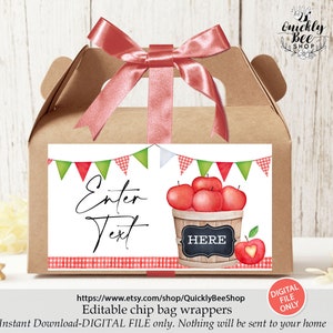 Apple Thank You Tag Template, Editable Apple Party Favor Tag, Sweet ...