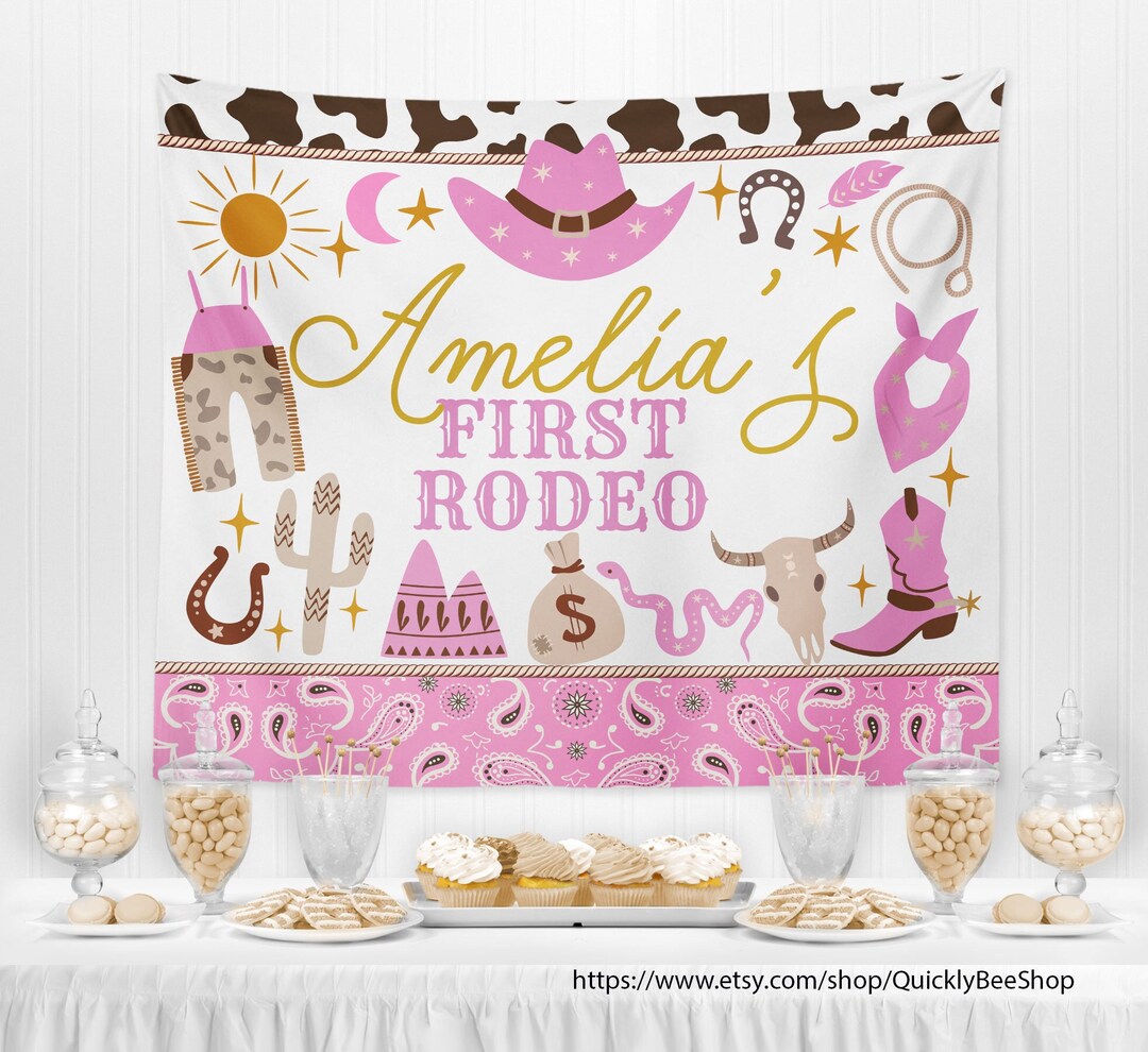 Girl First Rodeo Backdrop Banner, Western Cowgirl Party Tapestry Wild ...