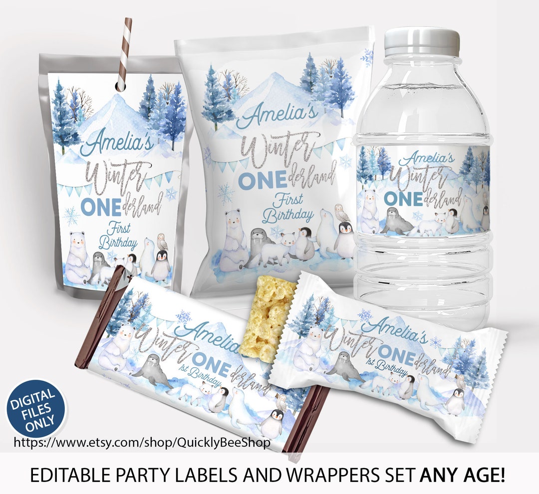 Arctic Animals Birthday Party Decor, Chip Bag Wrapper, Treat Wrapper ...