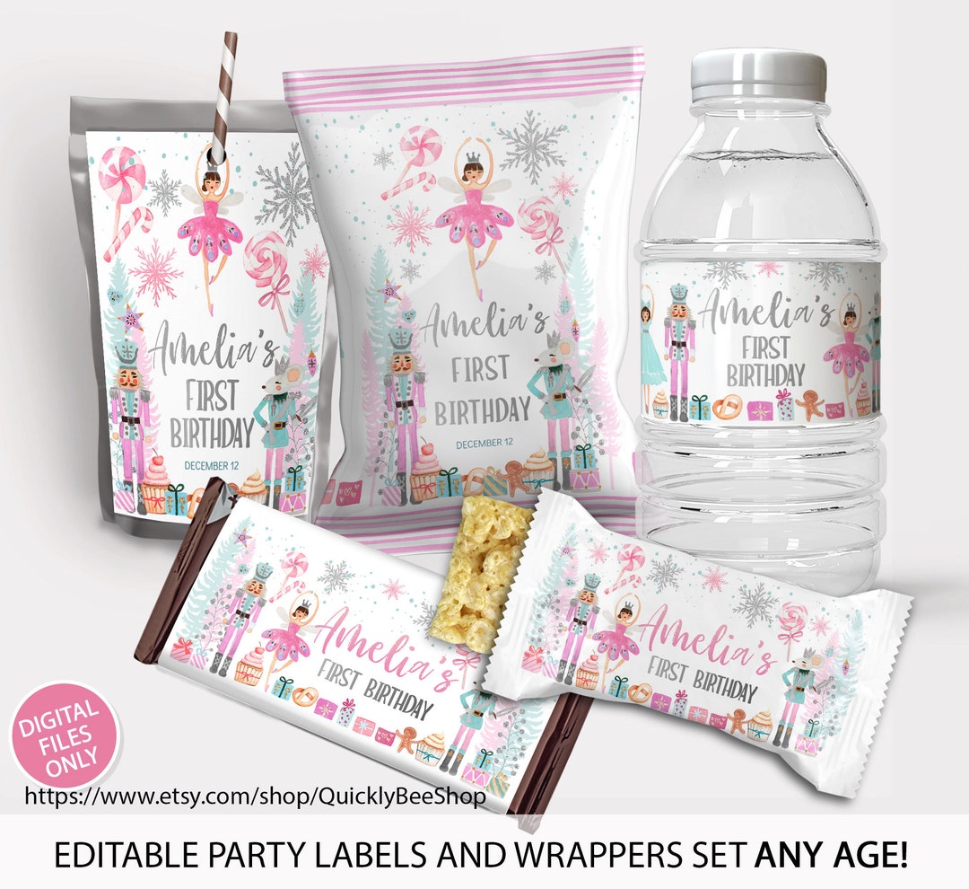 Nutcracker Birthday Party Decor, Editable Labels, Wrappers (digital ...